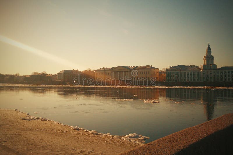 Cityscape in warm light editorial stock image. Image of petersburg ...