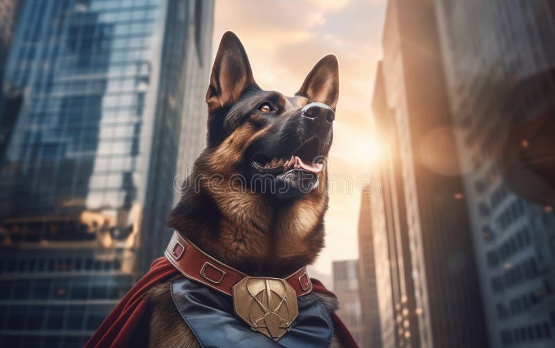 Cityscape Warrior German Shepherd Dog in Action. Generative AI Stock ...