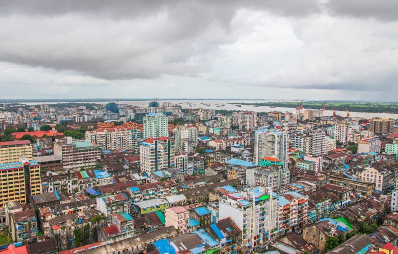 The Cityscape of Yangon Myanmar Burma Stock Image - Image of famous ...