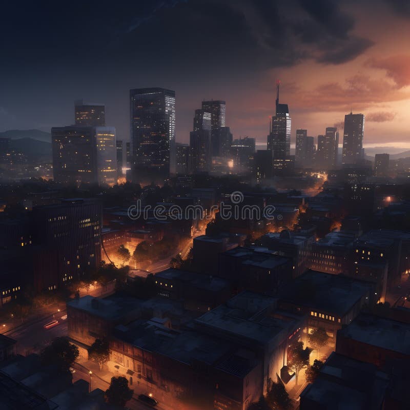 Cityscapes Architecture Skyline Lights Two Created with Generative AI ...