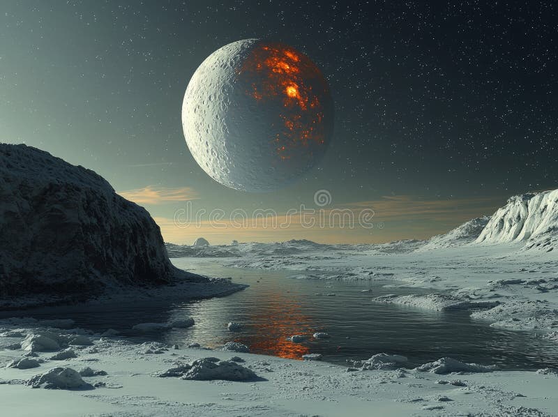 Cityscapes on the Dark Side of the Planet, Sci-fi Space Landscape 3D ...