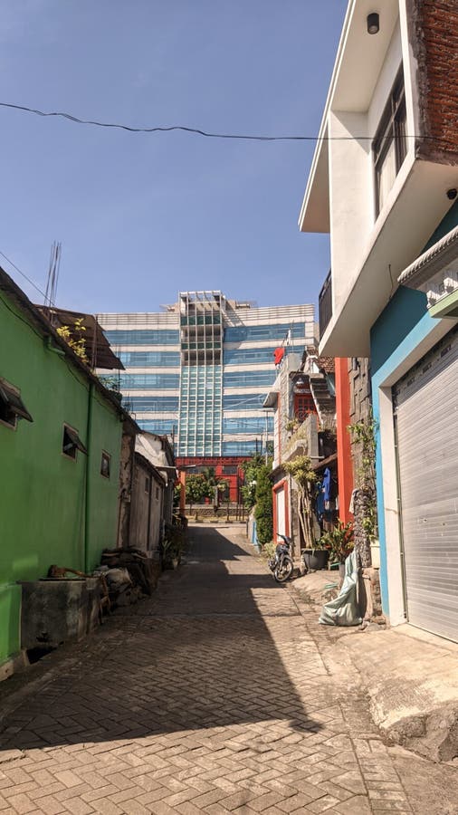 Beautiful View of Narrow Alley in Urban Area Stock Photo - Image of ...