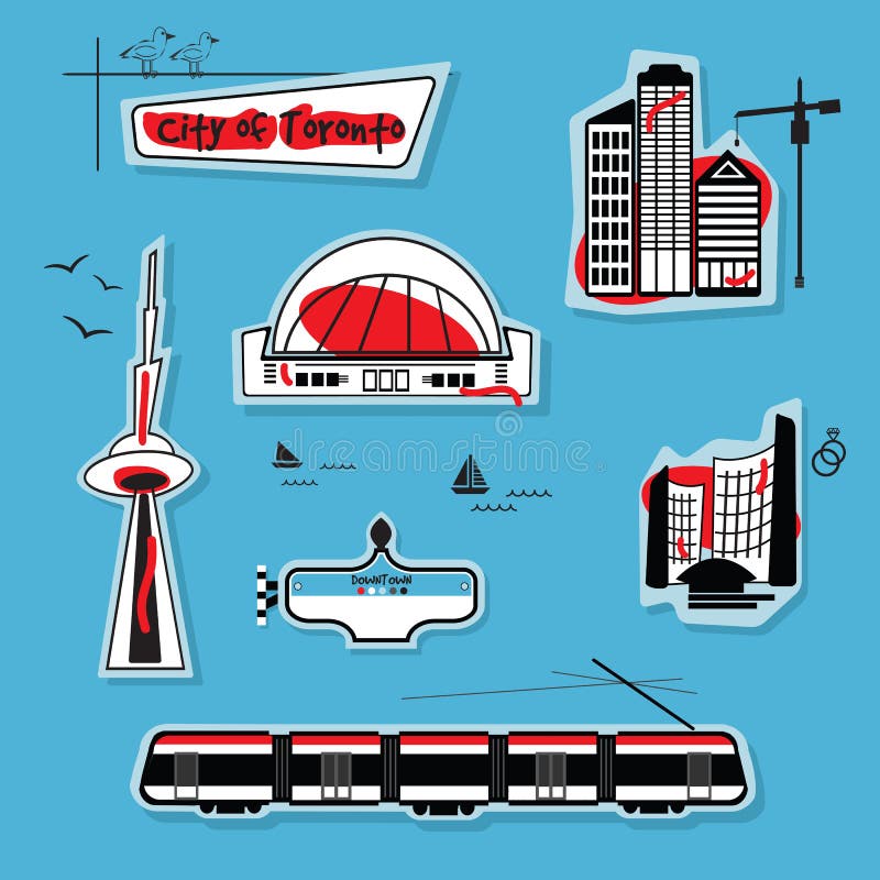 Ciudad Abstracta De Toronto En Fondo Azul Ilustración del Vector ...