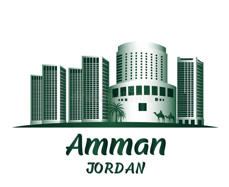 Ciudad De Ammán, Jordania, Edificios Famosos Ilustración del Vector ...