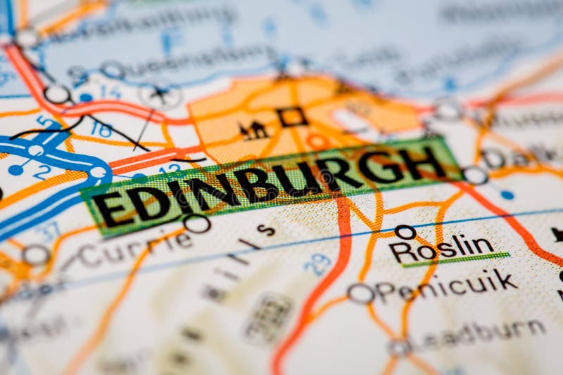 Edimburgo En La Ciudad En Un Mapa De Carreteras Imagen de archivo ...