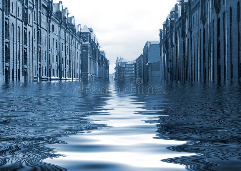 Ciudad inundada imagen de archivo. Imagen de golfo, travieso - 6308625