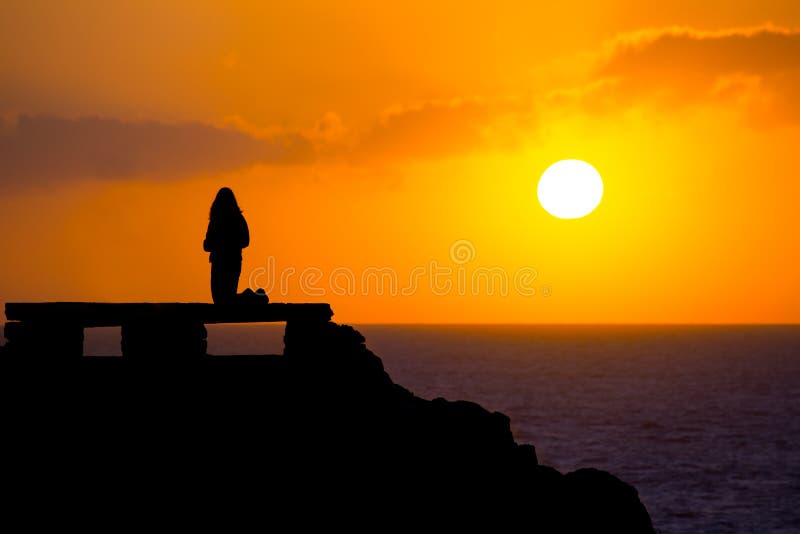 Ciutadella Menorca at Punta Nati Sunset with Girl Stock Image - Image ...