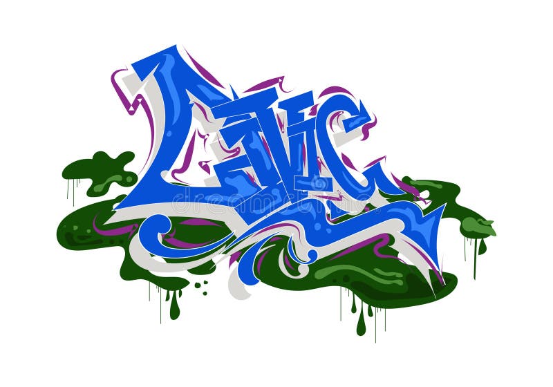 CIVIC Graffiti Tag Style Design Stock Vector - Illustration of ...