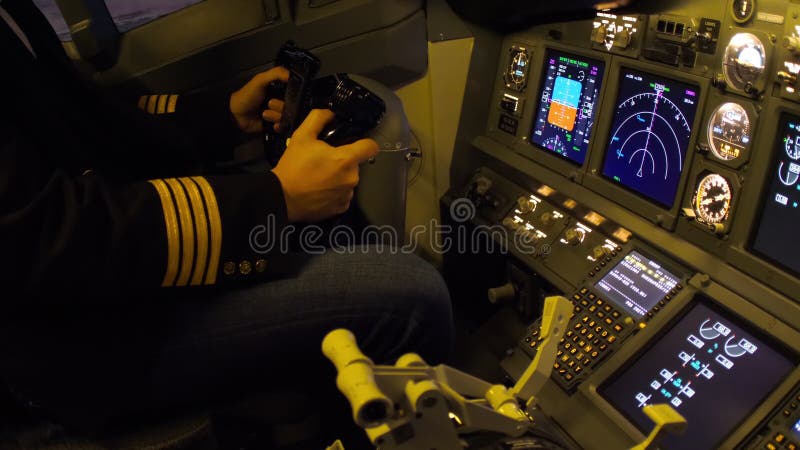 Civil aircraft cockpit. stock video. Video of pilots - 151378887