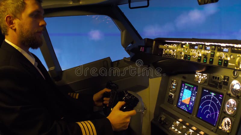 Civil aircraft cockpit. stock footage. Video of crew - 160329324