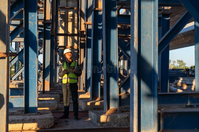 Architect and Engineer Wearing Safety Underground Construction ...