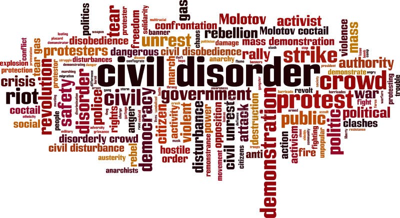 Civil disorder word cloud stock vector. Illustration of collage - 269040818