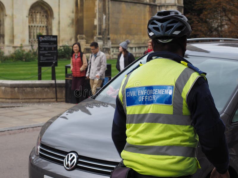 Civil Enforcement Officer at Work in Cambridge in Black and White ...