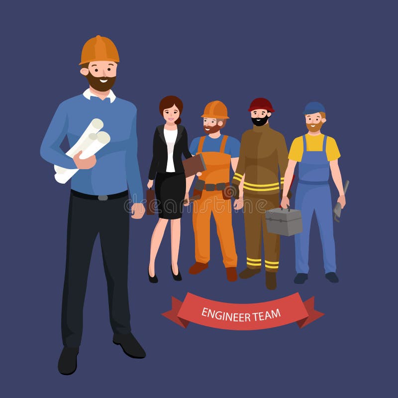 Civil Engineer, Architect and Construction Workers Group of People ...