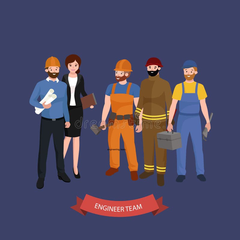 Civil Engineer, Architect and Construction Workers Group. Workers ...