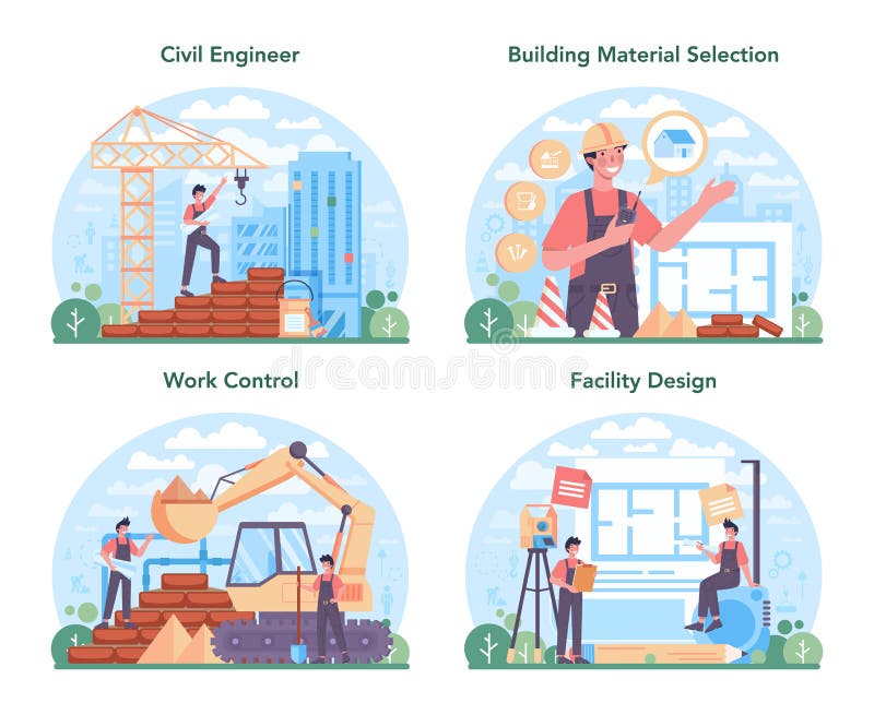 Civil Engineer Typographic Header. Professional Occupation of Designing ...