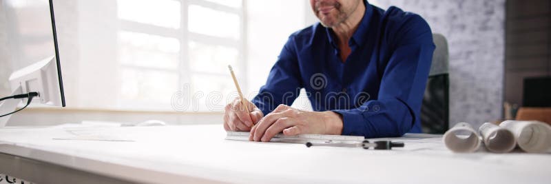 Civil Engineer Drawing Architecture Plan Blueprint Stock Photo - Image ...
