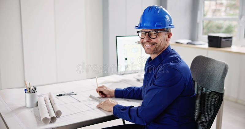 Civil Engineer Drawing Architecture Plan Blueprint Stock Image - Image ...