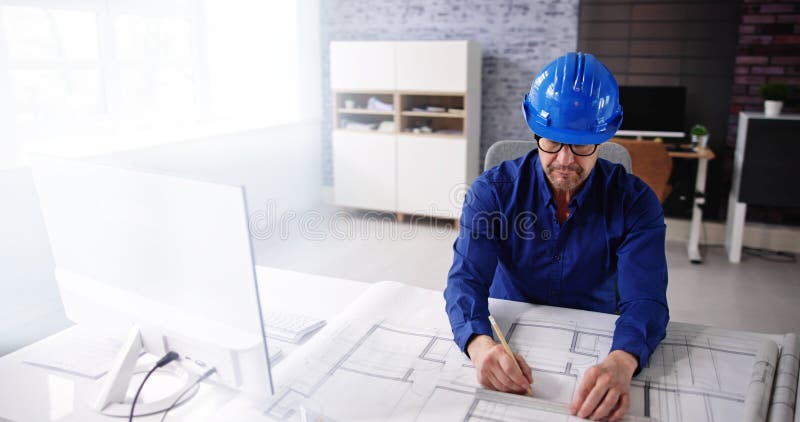 Civil Engineer Drawing Architecture Plan Blueprint Stock Photo - Image ...