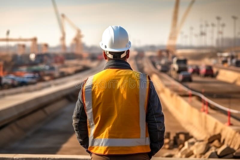 Civil Engineer Ensuring Quality in Road Development. Stock Illustration ...