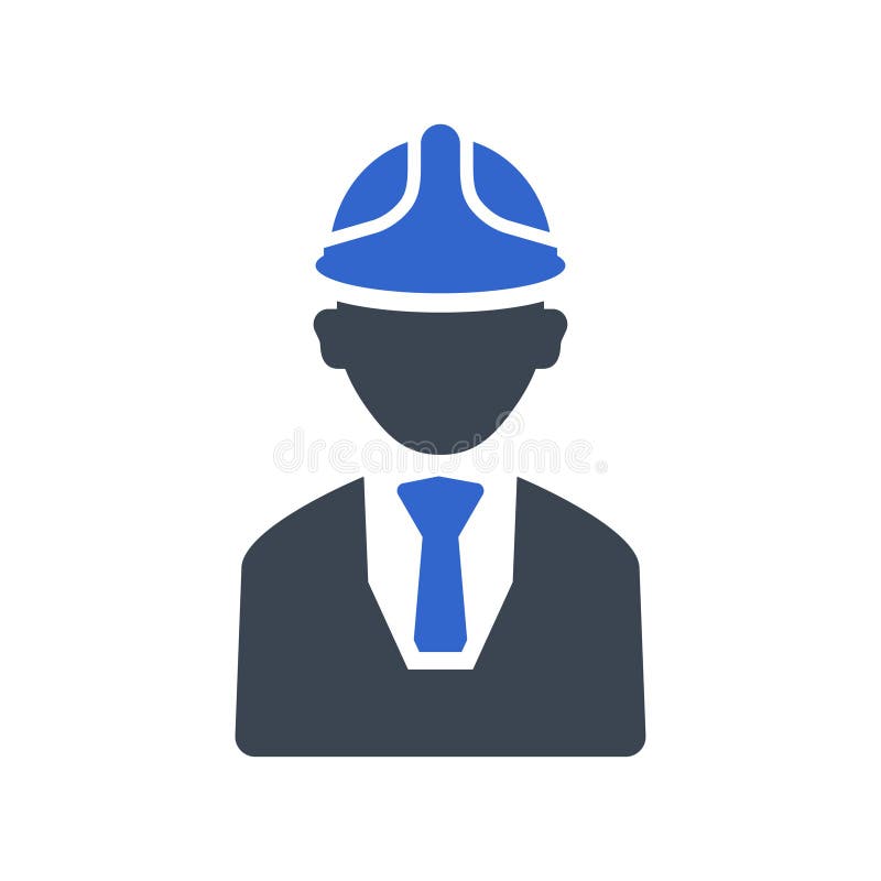 Civil Engineer Icon with Man and Safety Helmet Sign. Editable Vector ...