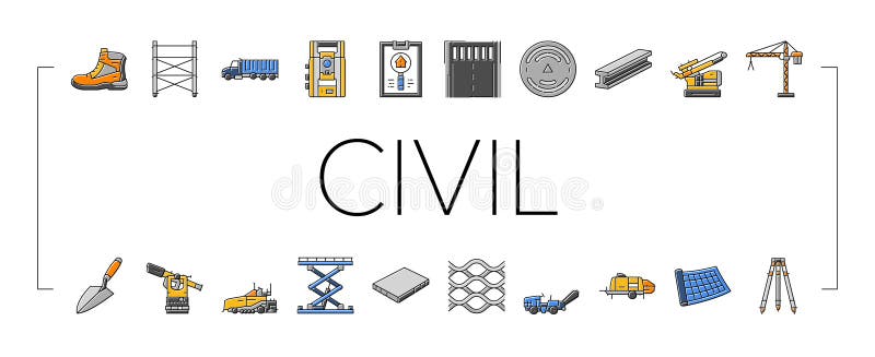 Civil Engineer Industry Building Icons Set Vector Stock Vector ...
