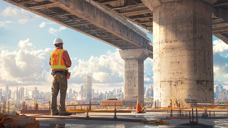 Civil Engineer Inspects Structural Integrity of Urban Bridge Under ...
