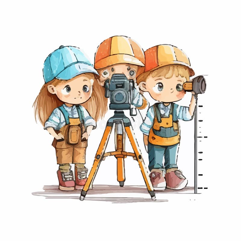 Civil Engineer Kids Water Color Vector Concept Stock Vector ...