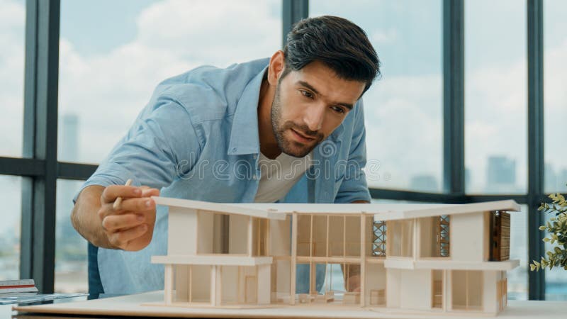 Civil Engineer Looking while Planing Design House Construction. Tracery ...