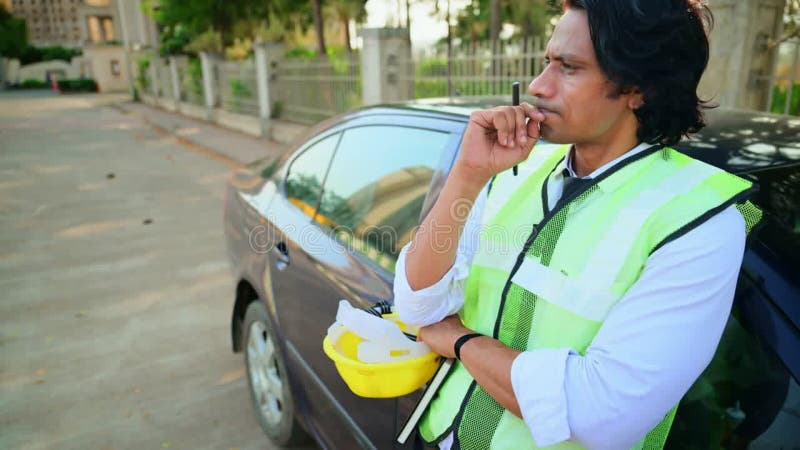 Civil Engineer Looking Puzzled at Site Stock Video - Video of architect ...