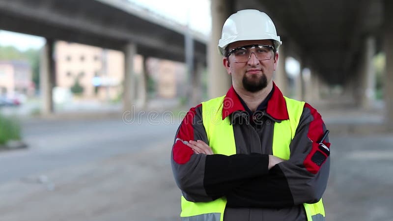 Civil Engineer Looks at the Camera Stock Footage - Video of service ...