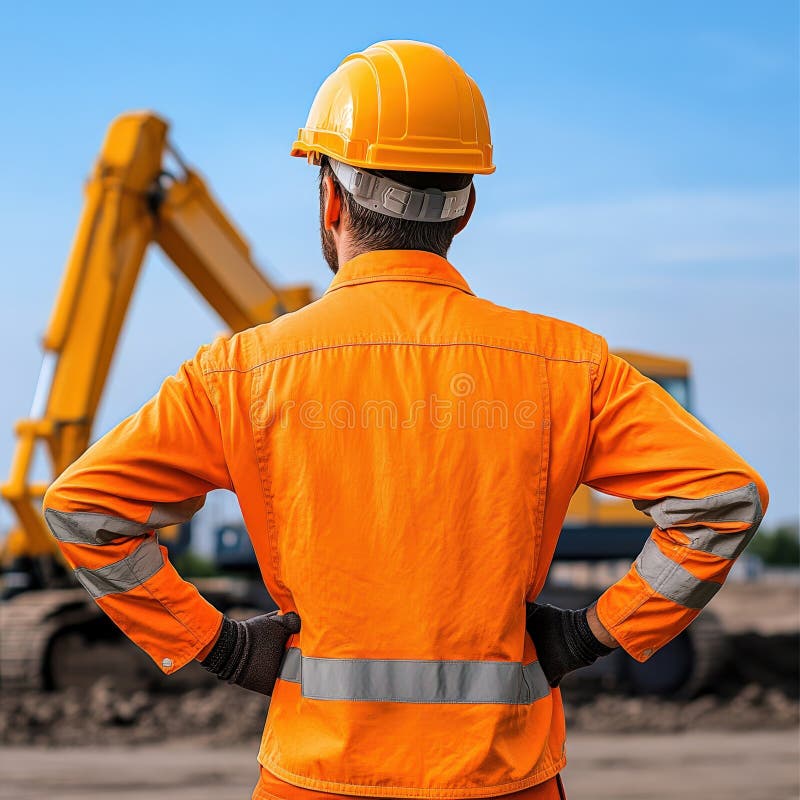 Civil Engineer Observing Construction Site Activity in Bright Attire ...