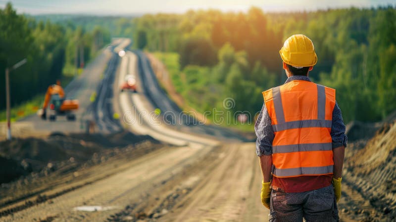 Civil Engineer Overseeing Road Stock Illustration - Illustration of ...