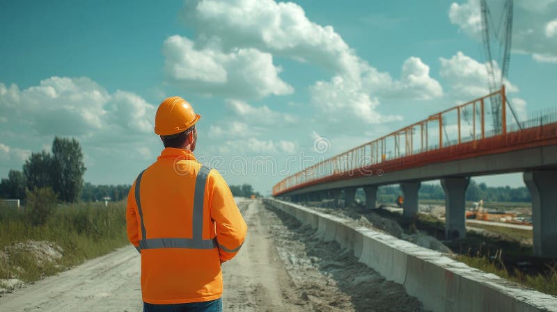 Civil Engineer Overseeing Road Construction and Supervising Expressway ...