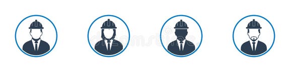 Civil Engineer Profile Icon Set. Stock Vector - Illustration of symbol ...