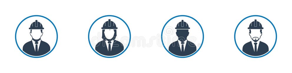 Civil Engineer Profile Icon Set. Stock Vector - Illustration of symbol ...
