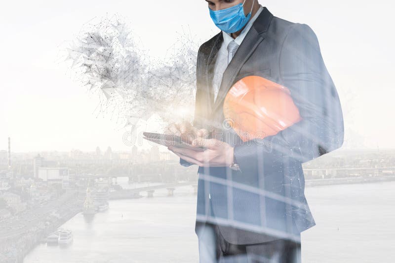 Civil Engineer with a Tablet Stock Image - Image of internet, online ...