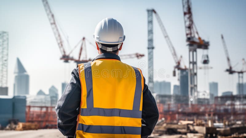 A Civil Engineer Standing at the Construction Site. Stock Illustration ...