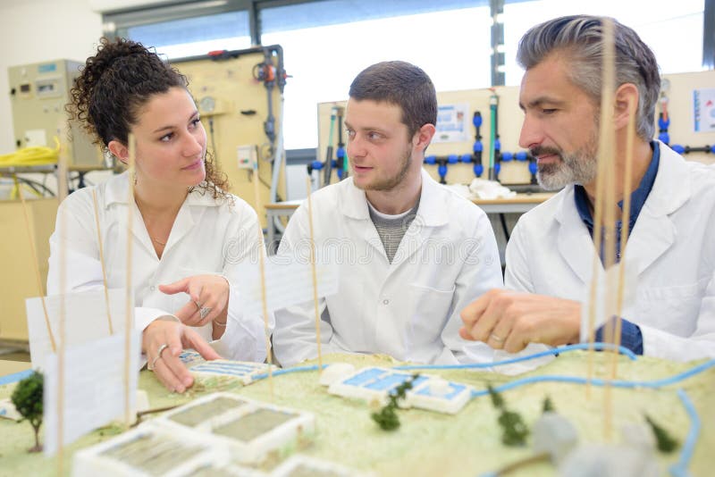 Civil Engineer Students with Teacher Stock Photo - Image of ...