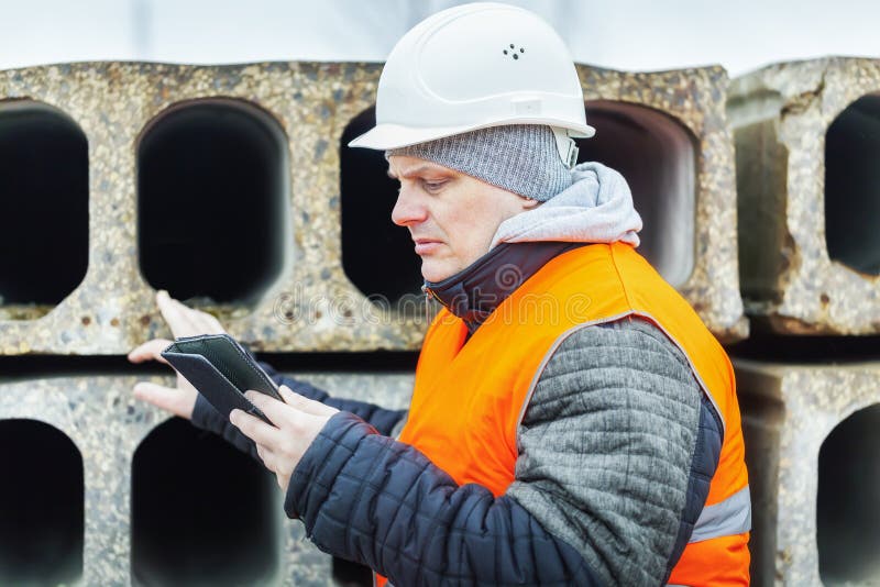 Civil Engineer with a Tablet Stock Image - Image of internet, online ...