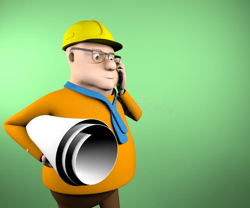 Civil Engineer Talking on the Phone,3d Render Stock Illustration ...