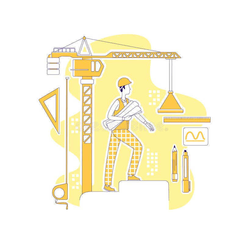 Civil Engineer Thin Line Concept Vector Illustration Stock Vector ...