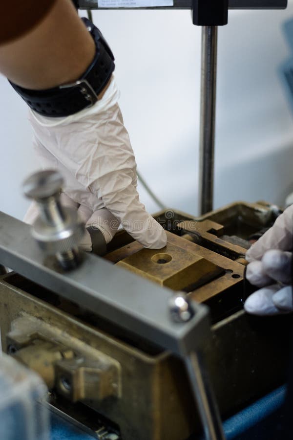 Civil Engineer Using a Direct Shear Test Box for Soil Parameters ...