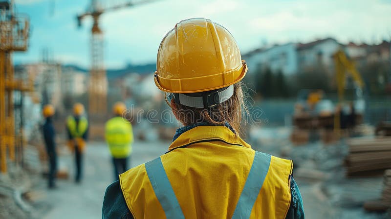 Civil Engineer or Work Safety Officer on Construction Site. Copy Space ...