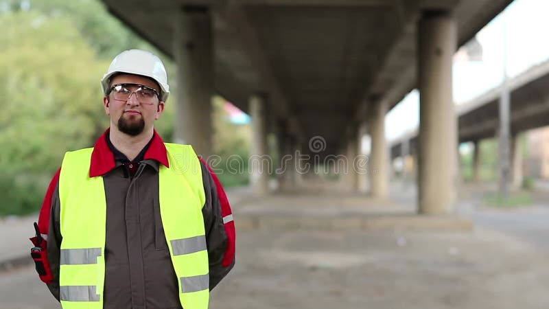 Civil Engineer in Working Clothes Looks at Camera Stock Video - Video ...