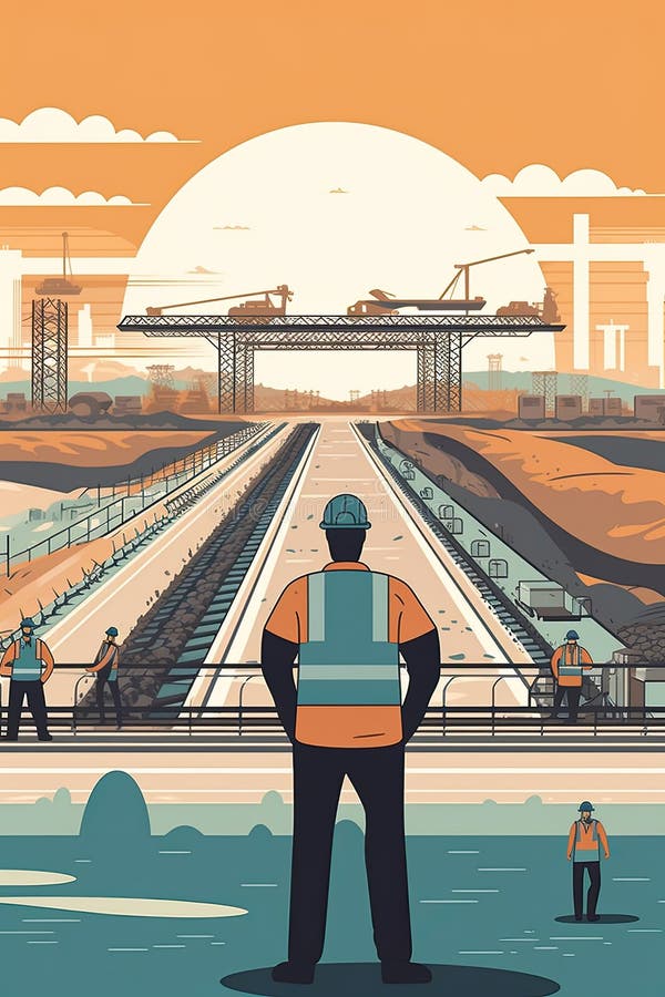 Civil Engineer Working on a Large-scale Infrastructure Project, Such As ...