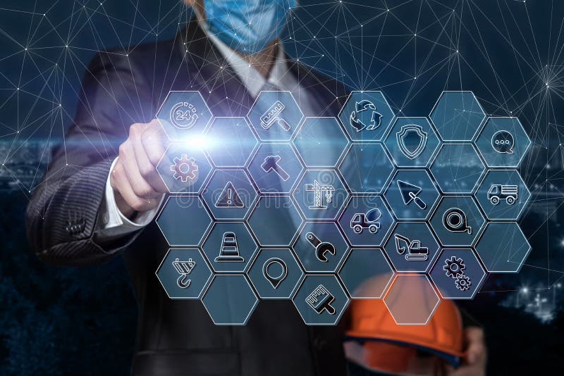 Civil Engineer Working on Virtual Screen Stock Image - Image of fast ...