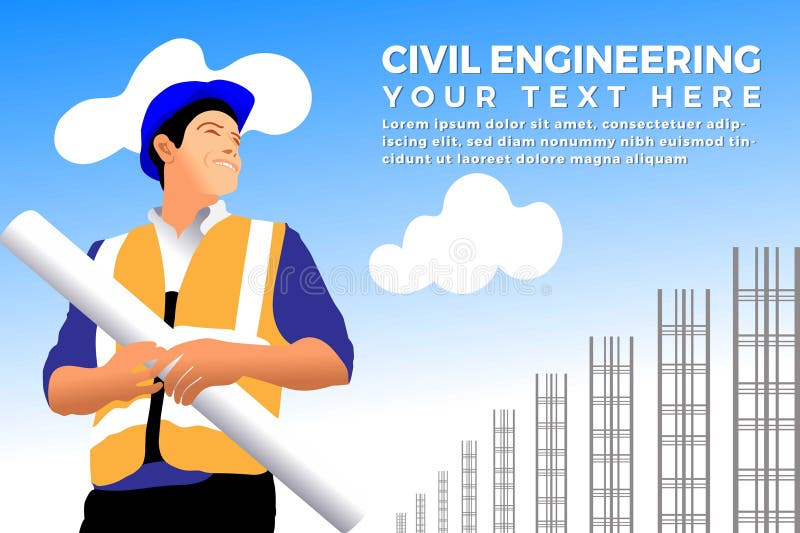 Architect Works on Blueprint Stock Illustration - Illustration of ...