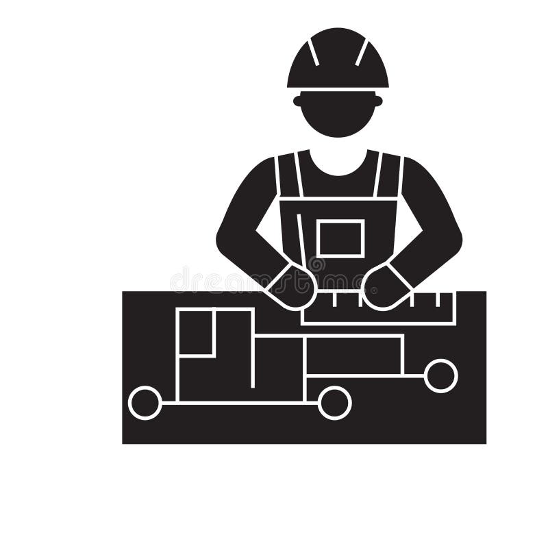 Civil Engineering Black Vector Concept Icon. Civil Engineering Flat ...