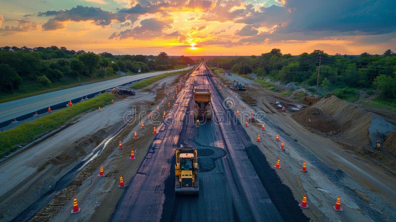 Civil Engineering Construction, Drone View of a Highway Construction ...